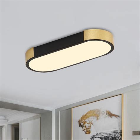 Rectangular Corridor Ceiling Flush Mount Metallic Led Modern Flushmount Lighting In White And