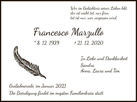 traueranzeigen von francesco marzullo trauer hna de