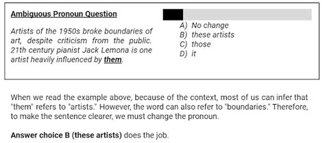 ambiguous pronoun in the sat and the act