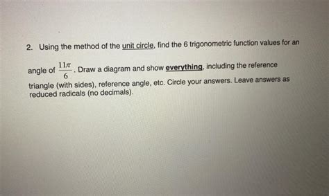 solved 2 using the method of the unit circle find the 6