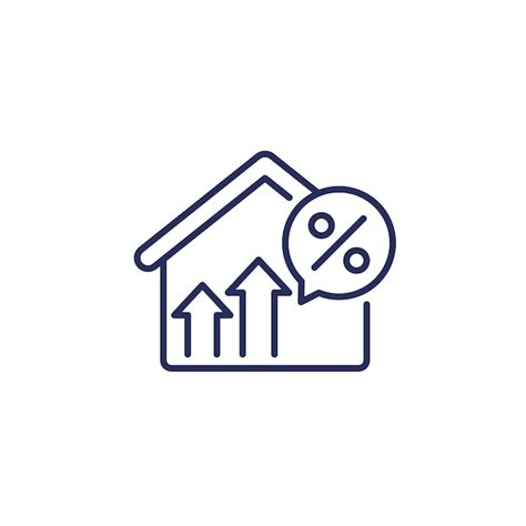 Premium Vector Mortgage Or Loan Rate Growth Line Icon