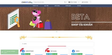 Source Code Website Bán Clone BM VIA V V Tự Động Update