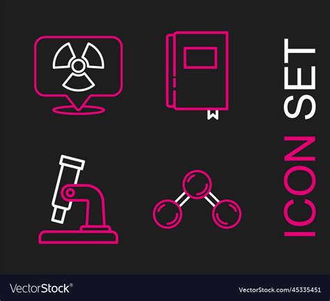 Set Line Molecule Microscope Book Royalty Free Vector Image