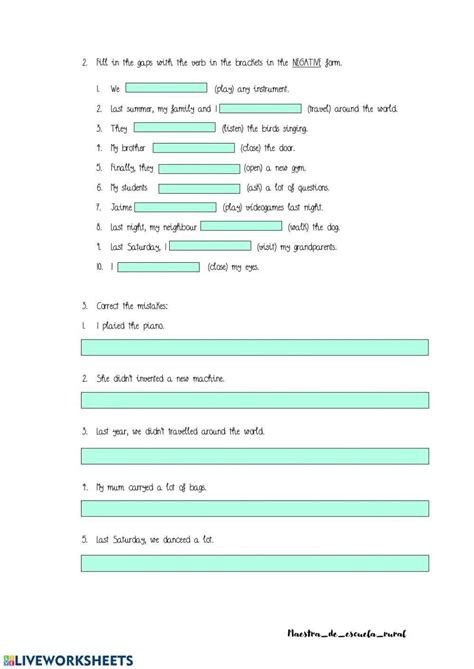 Past Simple Negative Form Worksheet Worksheets Negativity Language