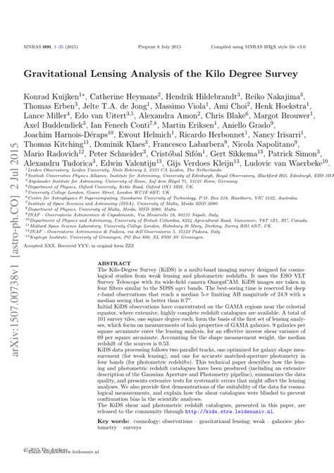 Pdf Gravitational Lensing Analysis Of The Kilo Degree Survey