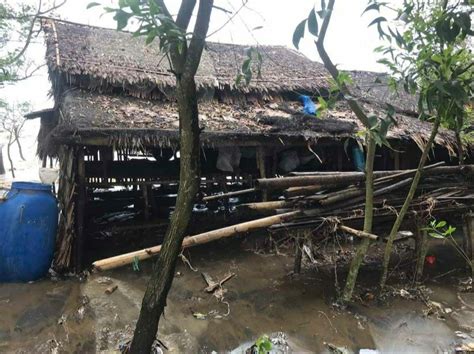 အမာမြို့၊ မင်္ဂလာသောင်တန်းကျေးရွာ၌ လေပြင်းတိုက်ခတ်ပြီး ပင်လယ်ဒီရေမြင့