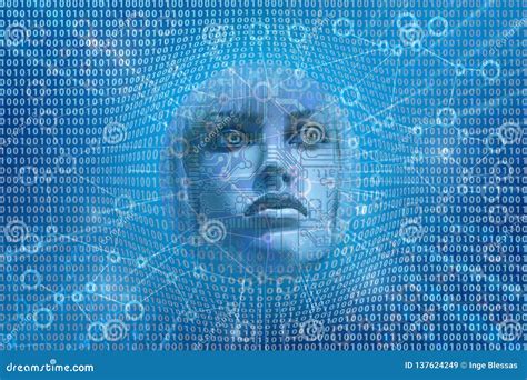 ai futuristic humanoid artificial intelligence concept binary codes