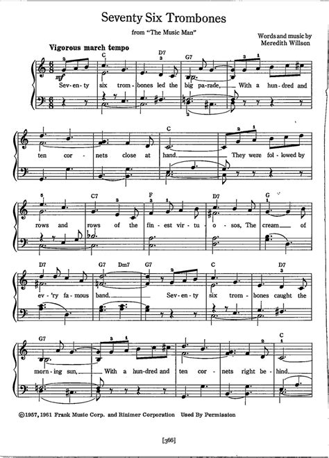 Seventy Six Trombones From The Music Man Sheet Music Digital Movie