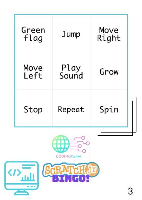 Scratch Jr Command Bingo Beginner Commands By Coding Kyodai Tpt
