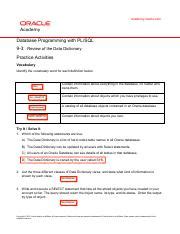 PLSQL Practice Pdf Academy Oracle Database Programming With PL SQL Review Of The