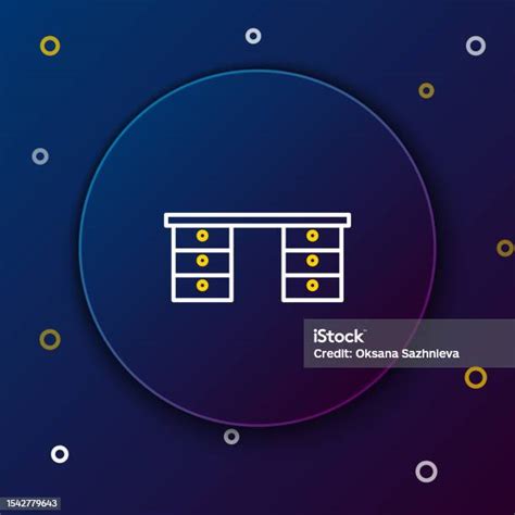 파란색 배경에 격리된 라인 오피스 데스크 아이콘입니다 다채로운 개요 개념 벡터 가구에 대한 스톡 벡터 아트 및 기타 이미지 가구 가정의 방 개념 Istock