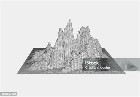추상 3d 와이어프레임 산 그물 공간 패턴 배경 산에 대한 스톡 벡터 아트 및 기타 이미지 산 흑백 3차원 형태 Istock