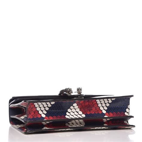 Gucci Python Cubic Medium Dionysus Shoulder Bag Red White Blue 326353