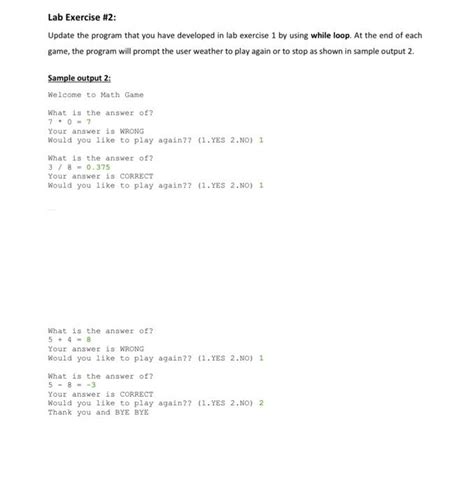 Solved Lab Exercise 2 Update The Program That You Have