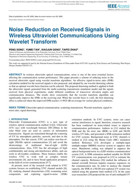 Pdf Noise Reduction On Received Signals In Wireless Ultraviolet