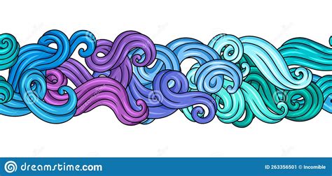 Seamless Pattern With Wave Line Curls Color Striped Texture Stock Vector Illustration Of