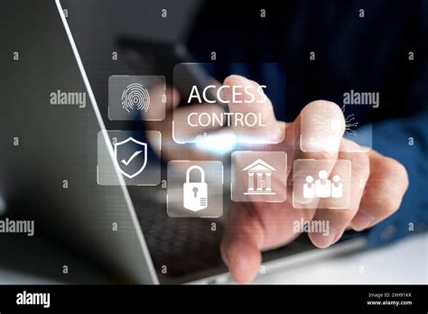 Access Control Concept Businessman Using Mobile Smartphone With Virtual Access Control Icon For