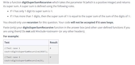 Solved Write A Function DigitSuperSumRecursive Which Takes Chegg