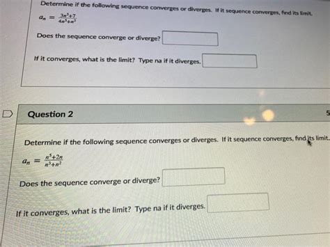 solved determine if the following sequence converges or