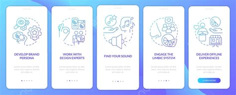 Onboarding Mobile App Screen With Blue Gradient Themed Sensory Advertising Techniques Vector