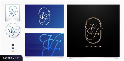 Vf Monogram Letter Elegant Line Art Initial Logo Design Templates