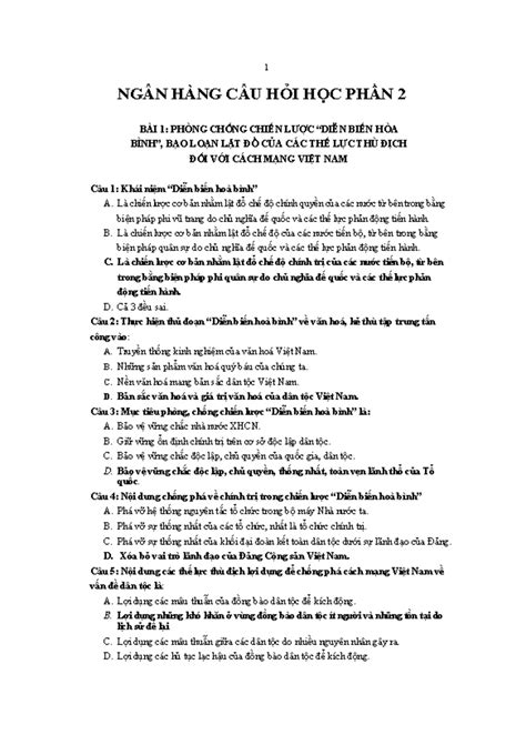 Ngan hang cau hoi trac nghiem giao duc quoc phong an ninh hoc phan ii 127993 - NGÂN HÀNG CÂU HỎI ...
