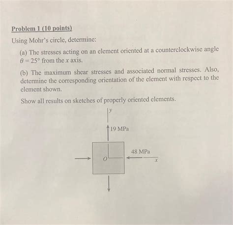 solved problem 1 10 points using mohr s circle determine