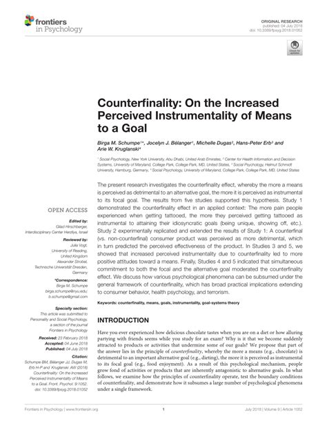 Pdf Counterfinality On The Increased Perceived Instrumentality Of