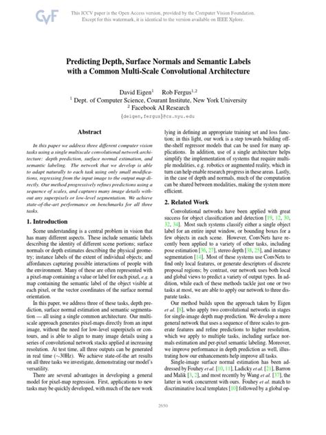 Predicting Depth Surface Normals And Semantic Labels With A Common