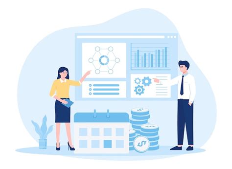 Premium Vector Women Present Analysis Data To Colleagues Concept Flat