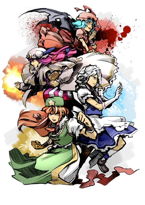 Remilia Scarlet Izayoi Sakuya Patchouli Knowledge And Hong Meiling Touhou Drawn By Hounori