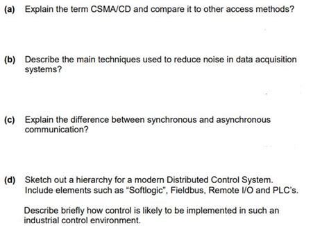 Solved A Explain The Term CSMA CD And Compare It To Other Chegg