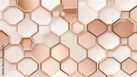Chic Helix Hexagon Design In Rose Gold And Ivory With Seamless