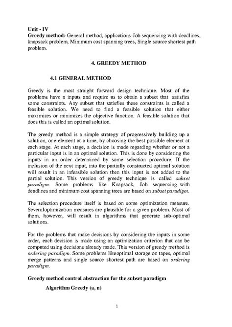 Unit Iv This Is Daa Notes Unit 4 Of R18 Syllabus Unit Iv Greedy