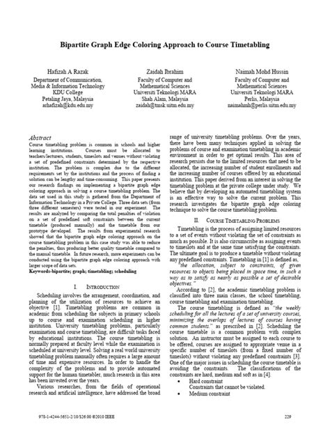 Bipartite Graph Edge Coloring Approach To Course Timetabling Pdf