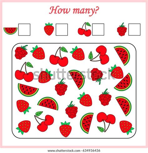 Mathematics Task How Many Objects Learning Stock Vector Royalty Free
