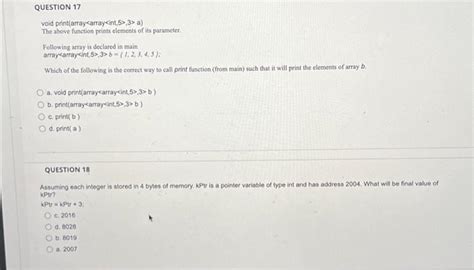Solved Question Void Print Array A The Above Function Chegg
