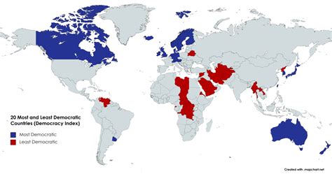 20 Most And Least Democratic Countries According Maps On The Web