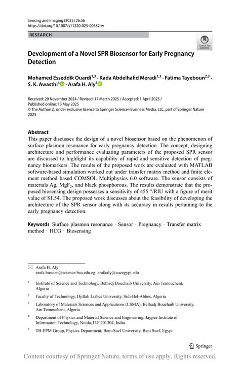 Development Of A Novel Spr Biosensor For Early Pregnancy Detection