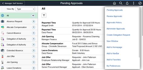 Using Peoplesoft Fluid User Interface Self Service Approval Transactions