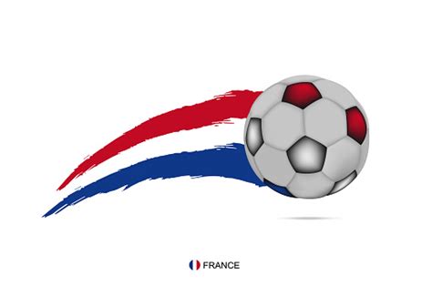 프랑스 축구 선수권 대회 3d 현실 축구공으로 배너와 손이 그려진된 서 잉크 브러시 줄무늬 흰색 바탕에 프랑스 국기 색상입니다 벡터 디자인 요소 그림 Championship