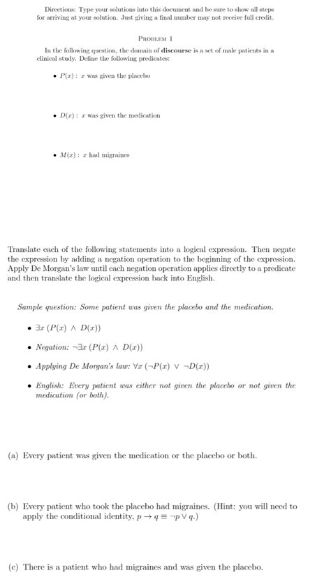 Solved Directions Type Your Solutions Into This Document Chegg