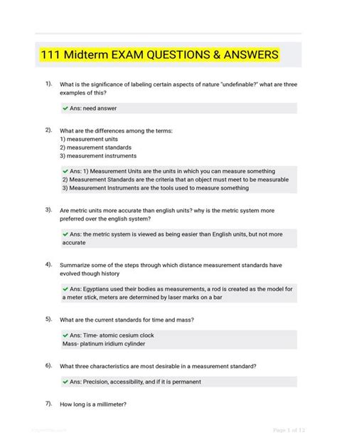 111 Midterm Exam Questions And Answers