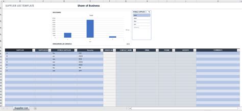 Free Excel Template For Supplier List