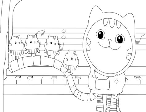 Dj Catnip And Cakey Cats Digital Coloring Page Download Etsy
