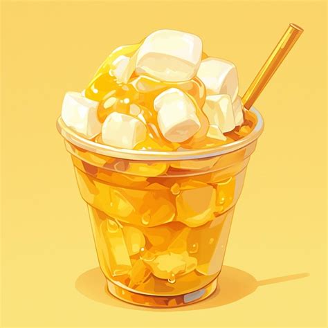 Premium Vector Silky Mango Lassi Dessert Cartoon Drawing