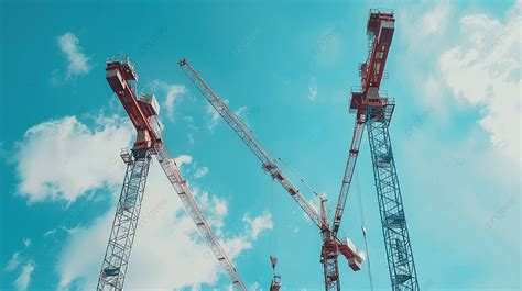 푸른 하늘을 배경으로 크고 무거운 건설 크레인 타워 건설 두루미 대지 배경 일러스트 및 사진 무료 다운로드 Pngtree