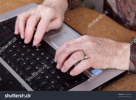 Hands Old Woman On Computer Keyboard Stock Photo 73241854 Shutterstock