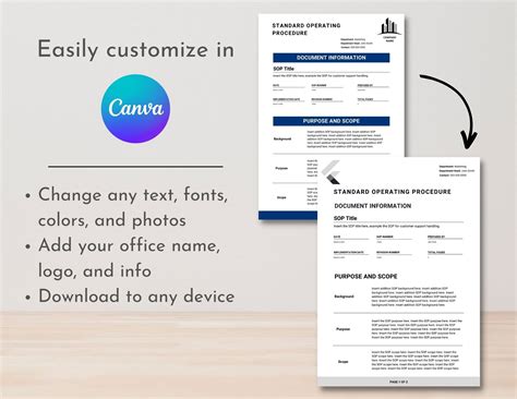 SOP Document Standard Operating Procedure Form Business Document Template Business Operations