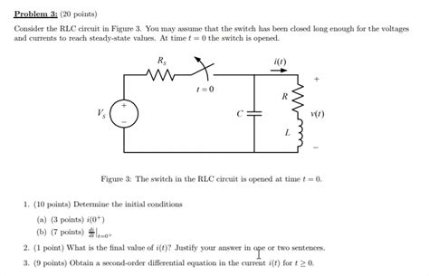 solved problem 3 20 points consider the rlc circuit in
